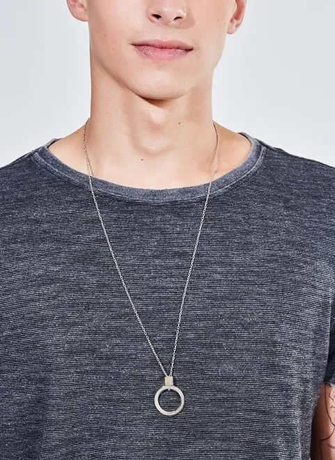 colar com círculo - prata