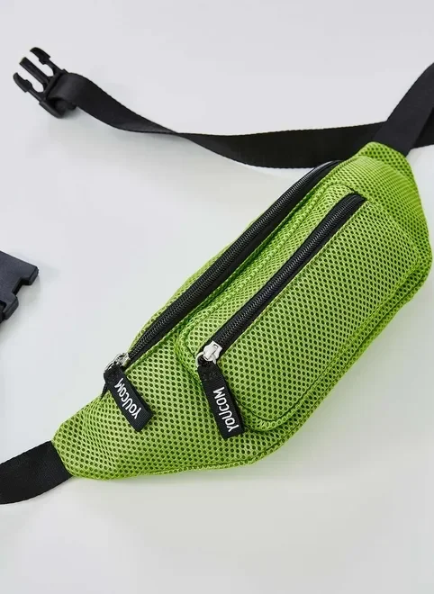pochete em tela verde - verde neon