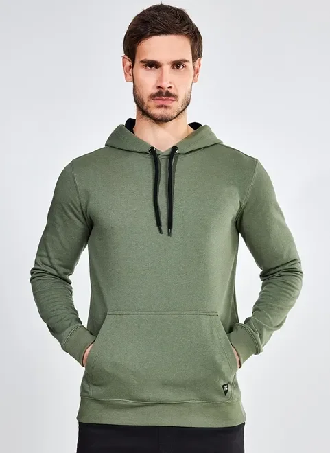 moletom liso com capuz - verde militar