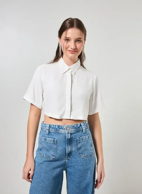 camisa cropped off-white ampla - off-white