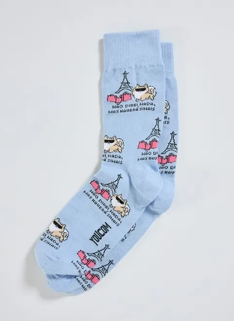 meia azul haverá sinais - azulzinho - unico